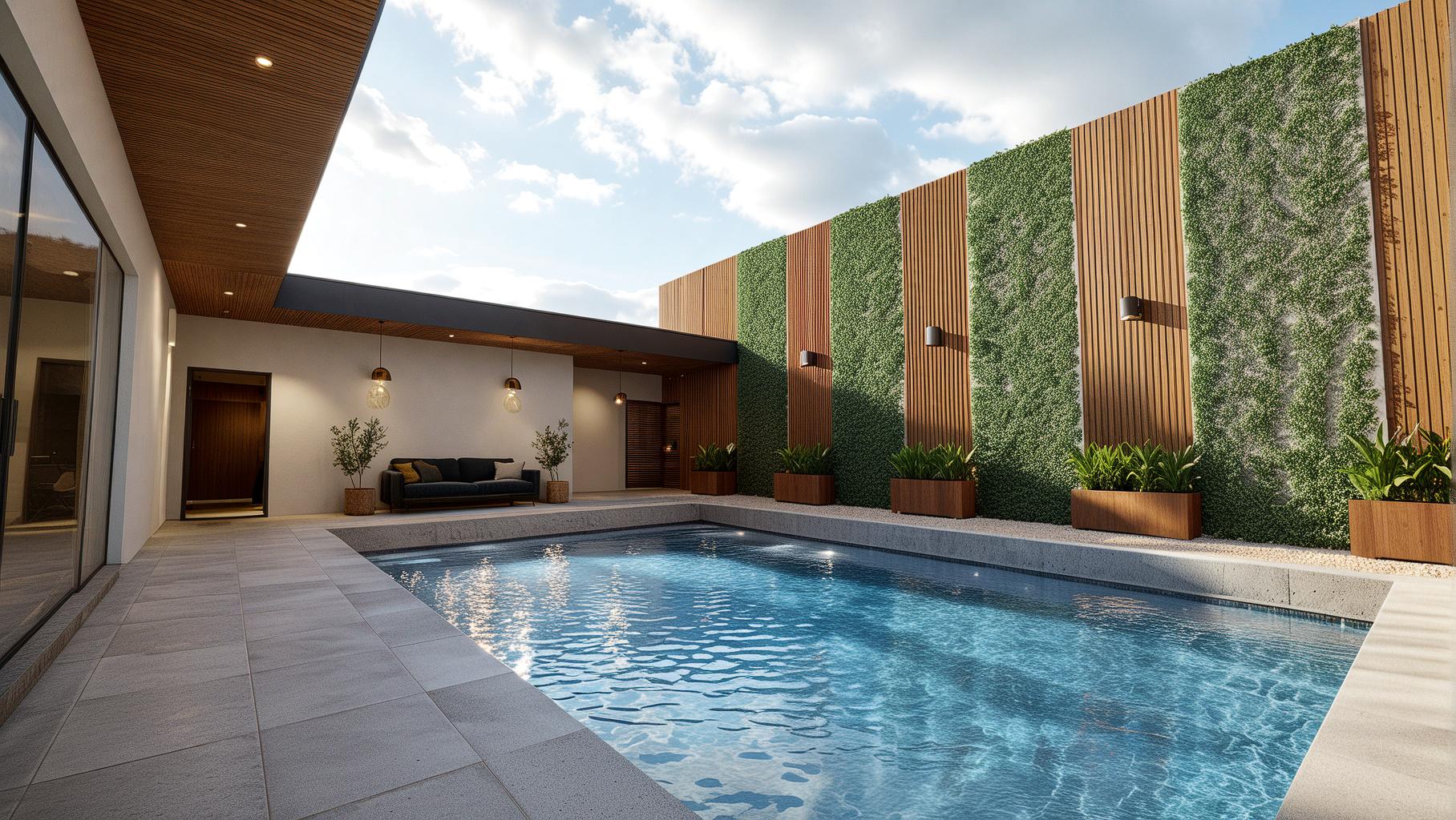 Courtyard Serenity: Private Pool with Vertical Garden Accents